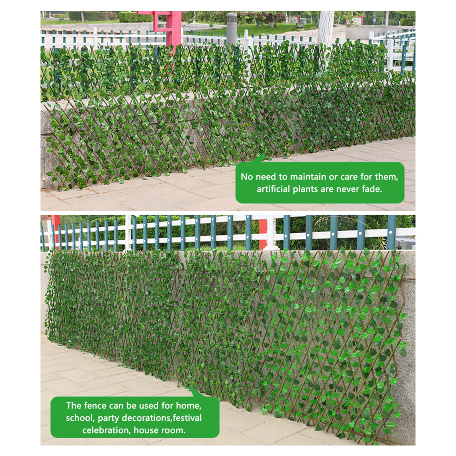 Имитация забора, телескопический забор, искусственные цветы, зеленые листья, садовый забор, настенное ограждение, декоративные листья, загораживающие растения, маленькие