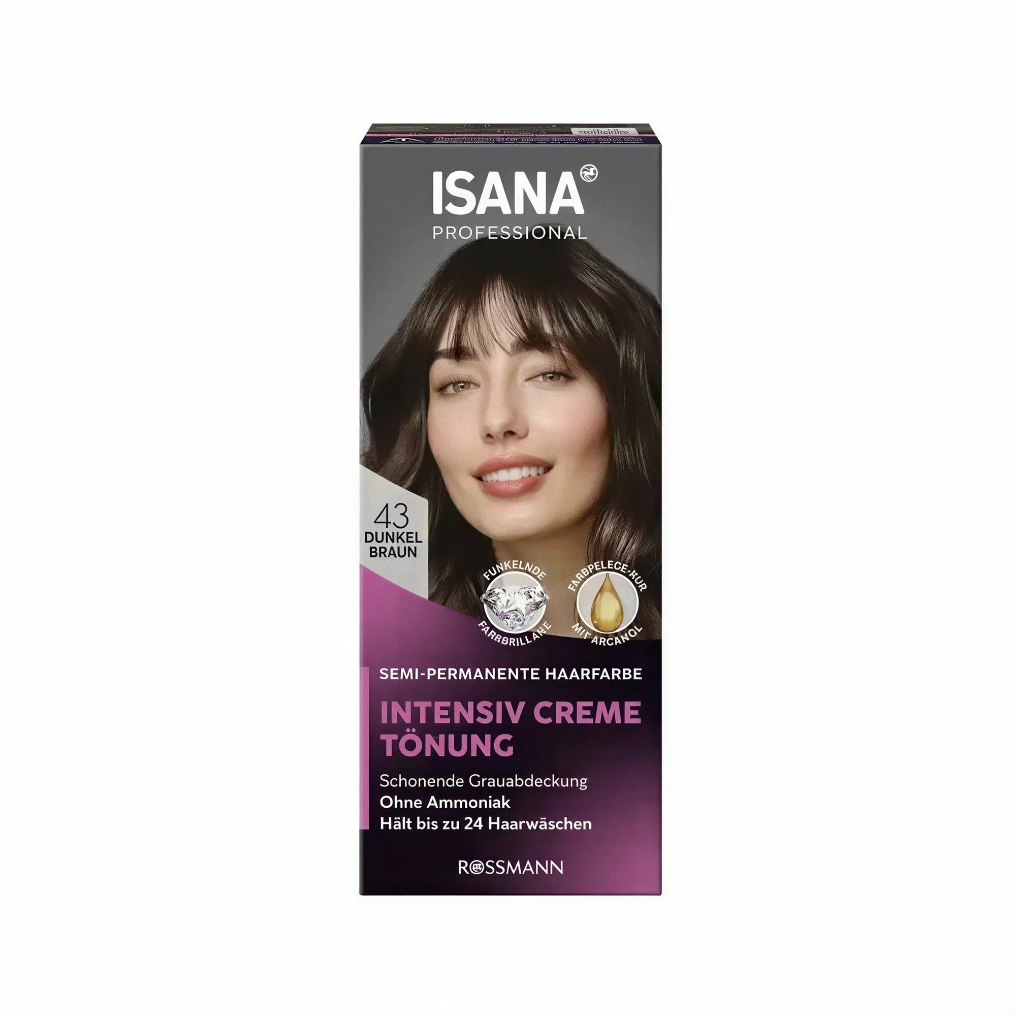 Оттеночный крем-тоник для волос ISANA Professional - 43 Dunkelbraun, тёмно-коричневый, 1шт