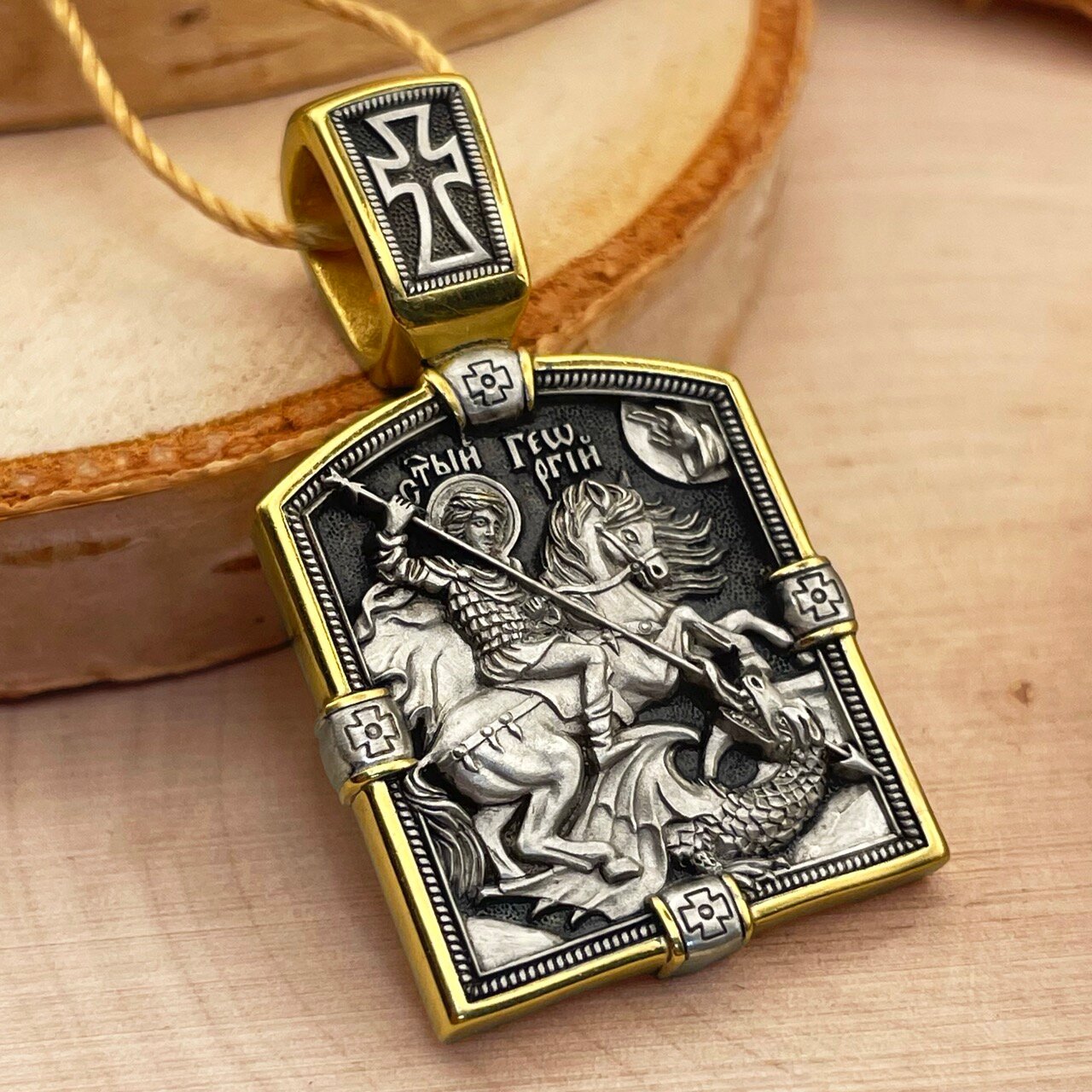 Подвеска, серебро, 925 проба, золочение, чернение