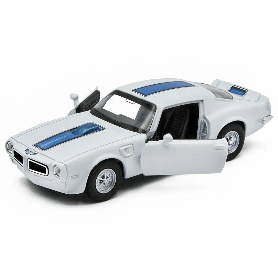 Коллекционная машинка Pontiac Firebird 1972 1:39 белого цвета с открывающимися дверями и инерционным механизмом — фото 1