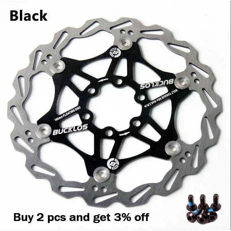 BUCKLOS ротор дискового тормоза MTB 160/180/203 мм из нержавеющей стали Черный, Black-180mm