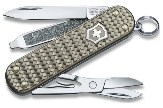 Нож-брелок Victorinox Classic SD Precious Alox Infinite Grey, 58 мм, 5 функций, серый