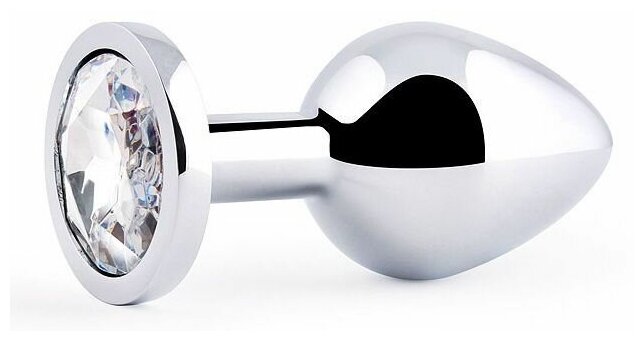 Anal Jewelry Plug Серебристая анальная пробка с прозрачным стразом - 7,2 см.