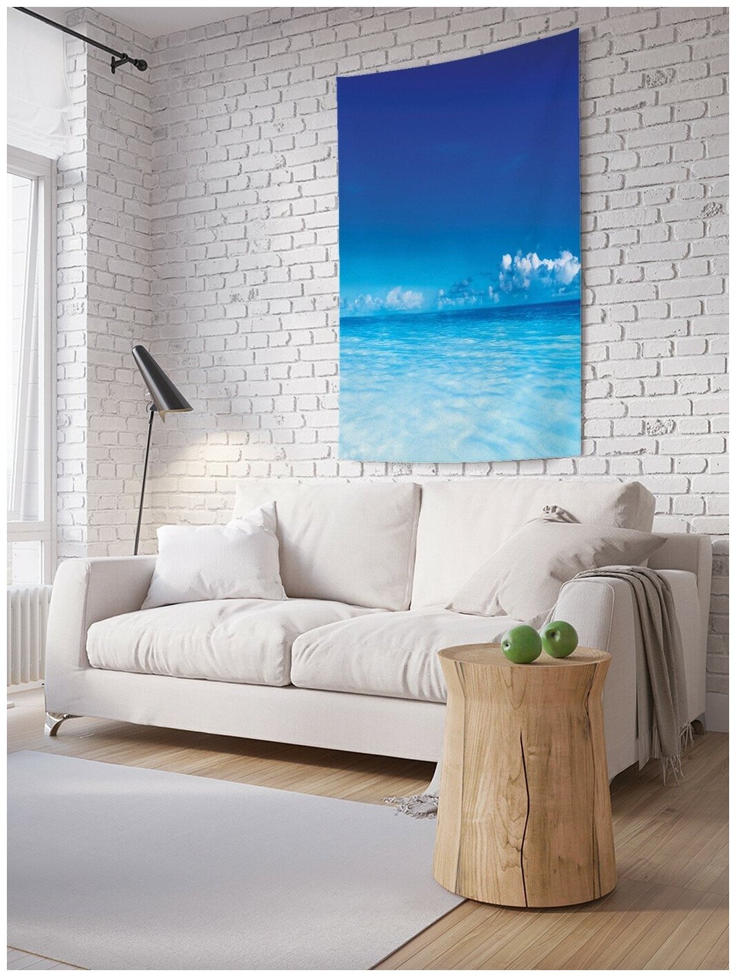 Фотопанно на стену вертикальный из ткани постер 100х150 "Море. Волны. Облака", JoyArty