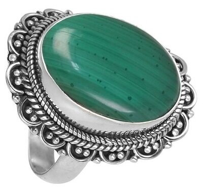 Кольцо, серебро, 925 проба, малахит