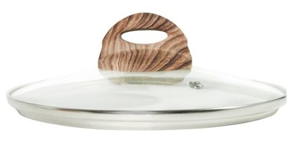 Крышка стеклянная Panairo с ручкой Soft-touch WOOD 20см