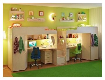 Детская стенка Л 14 с полками 80х190 Дуб Молочный Дуб Молочный