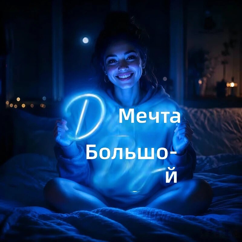 Неоновая светодиодная вывеска с двустрочной надписью «Dream Big», акриловая панель, регулировка яркости по USB, настенное или настольное крепление, цвет: светло-голубой, размер: 5 дюймов (1 символ)