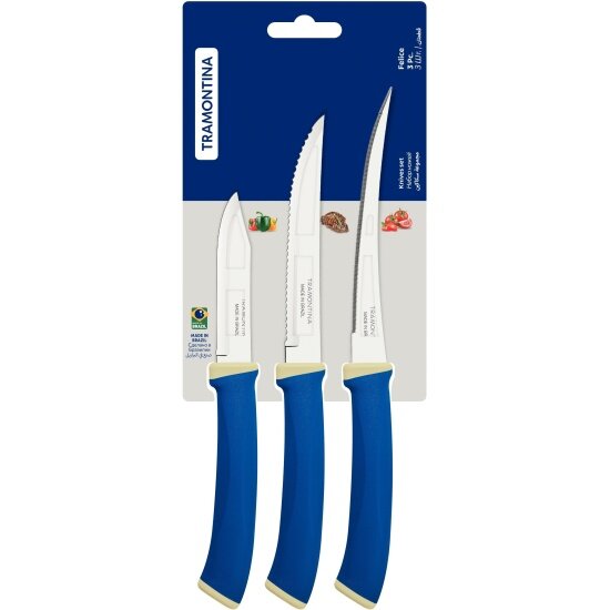 Набор ножей Tramontina Felice 3 шт цв синий