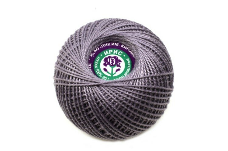 Нитки Ирис цвет 7004 серый, 150м/25г, хлопок 100%, 1шт