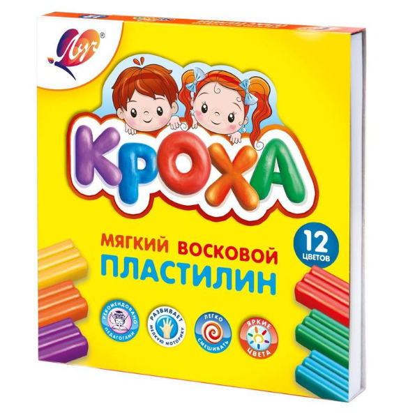 Пластилин мягкий "Кроха" 12 цветов, набор ЛУЧ 23С1484-08