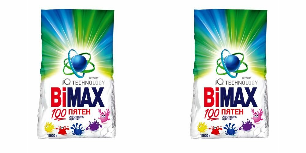 BiMAX Стиральный порошок 100 пятен, автомат, 1500 г, 2 уп