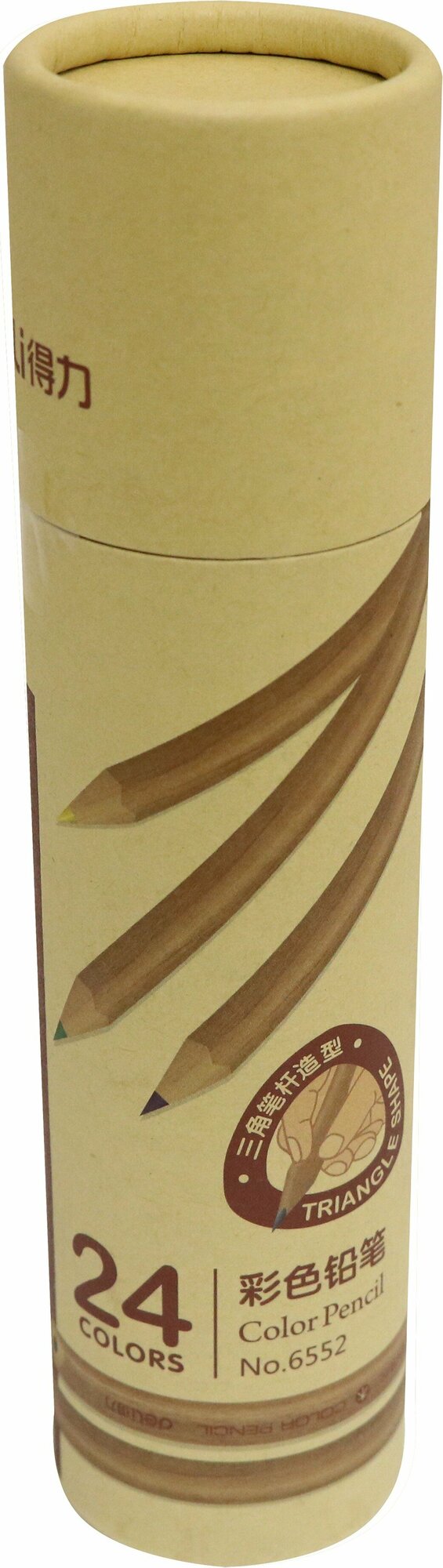 Карандаши 24 цвета "Deli" трехгранные, картонный тубус (6552)