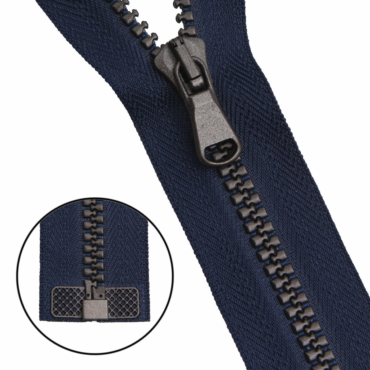 Молния разъемная 80 см тракторная, 1 замок, 5 шт, Тип 6 (2076) NOIR ARTA (044 тёмно-синий/1000 брунит)