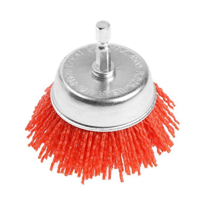Щетка нейлоновая для дрели тундра, со шпилькой, "чашка", 75 мм, 9866433