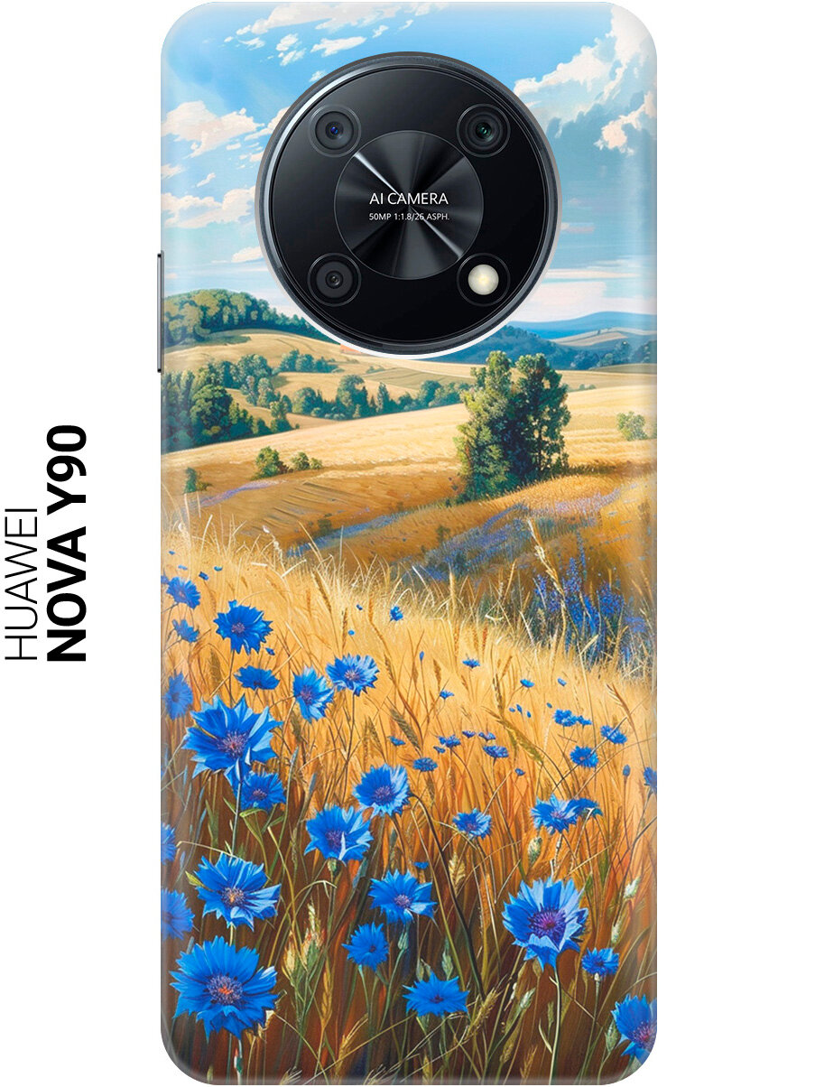 Силиконовый чехол на Huawei nova Y90 / Хуавей Нова У90 с рисунком "Поле васильков"