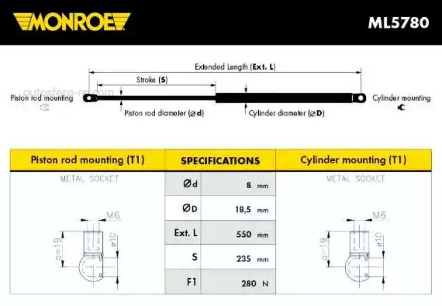 MONROE ML5780 Амортизатор крышки багажника SUZUKI Ignis/SUBARU Justy MONROE ML5780