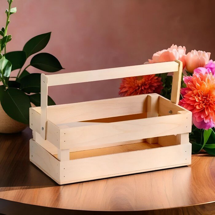 Подарочный ящик Двушка, 24.5×13.5×9 см, деревянный, с ручкой