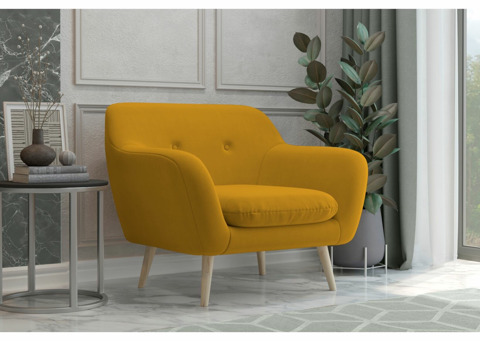 Кресло мягкое нераскладное Дайсон в цвете горчичный (UMBER)