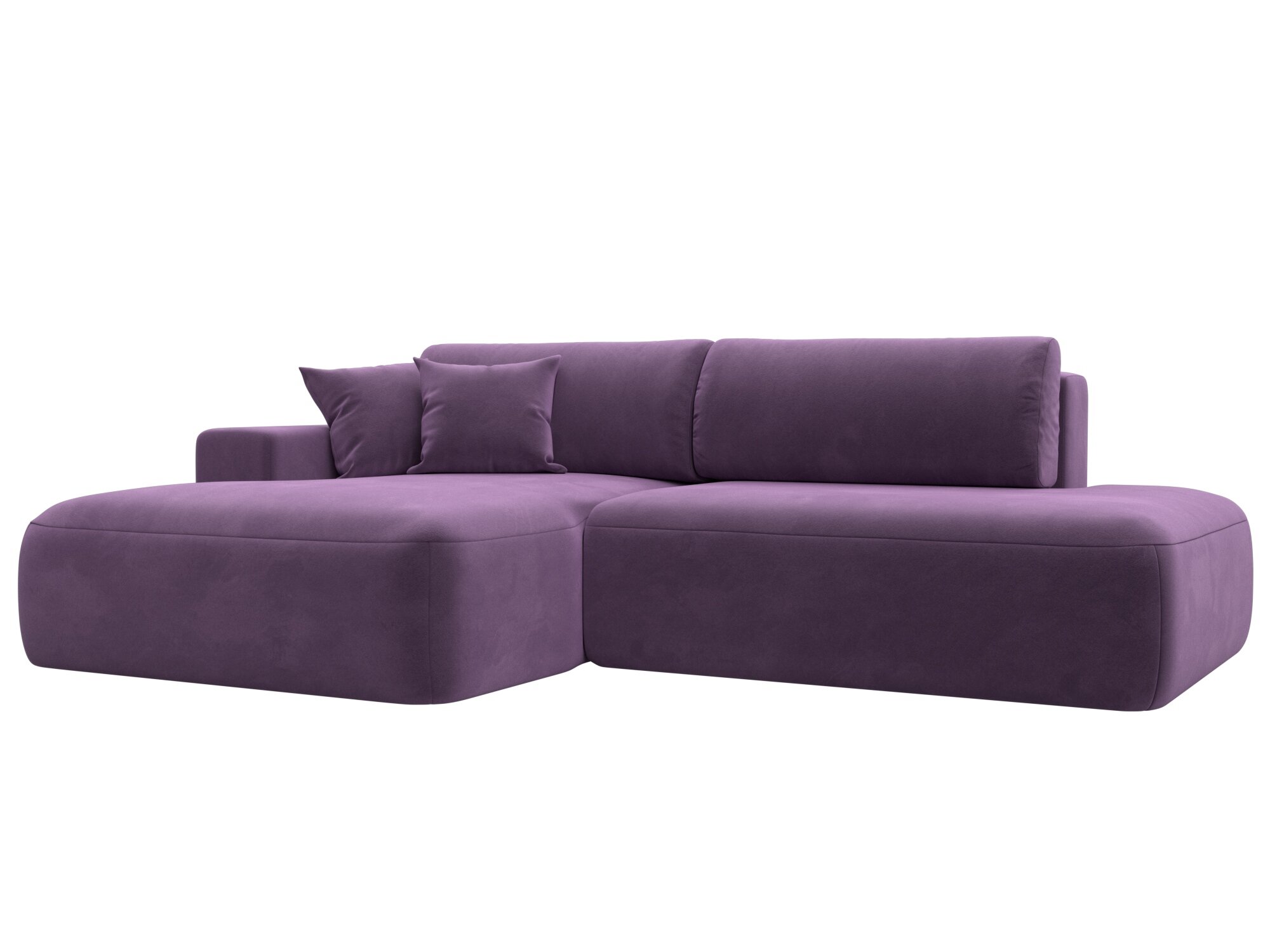 Диван угловой Лига-036 НПБ Модерн левый угол, микровельвет, механизм еврокнижка, Сиреневый, 273x162x84см. Хит Диванов