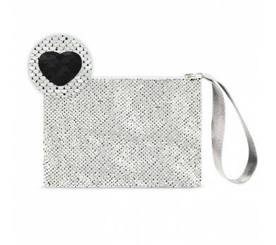 Пенал косметичка 22*15 СМ "серебряный" пайетки 48925