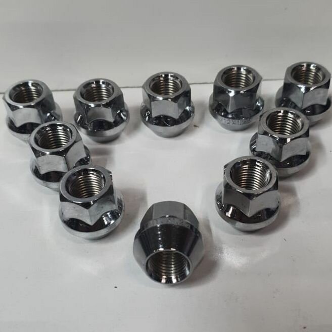 Гайка колёсная М12х1,25х21, конус, под 17 ключ, 10 штук