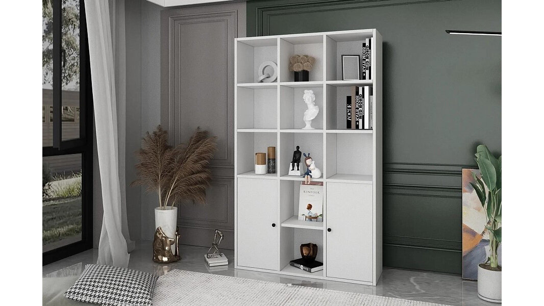 Книжный стеллаж Билли Айден 2 Белый Фасадный 0101 NEW 97x30x160 см, GOODFORM