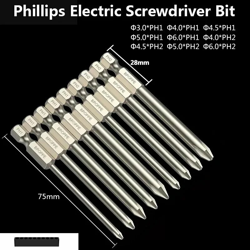 Набор бит Phillips Electric S2 1/4" BROPPE, 9 шт.