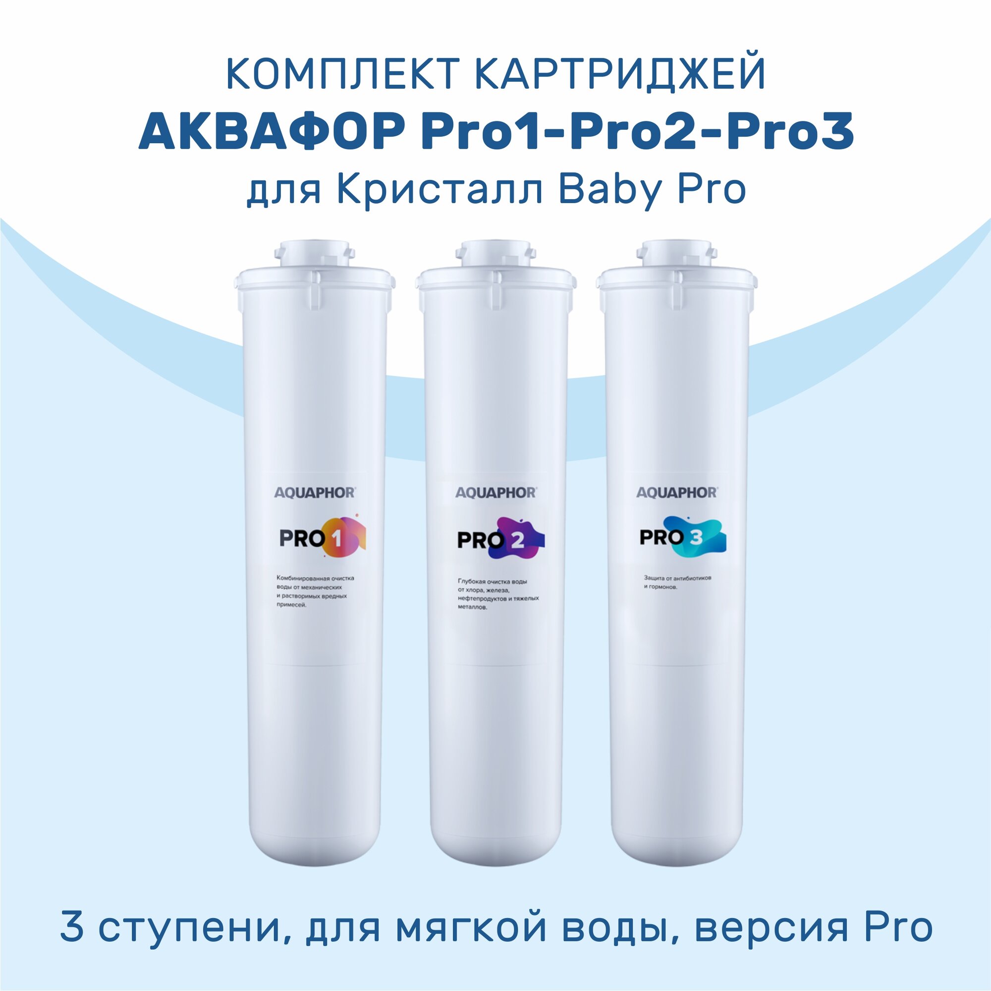 Комплект картриджей Аквафор Pro1-Pro2-Pro3 для Кристалл Baby Pro