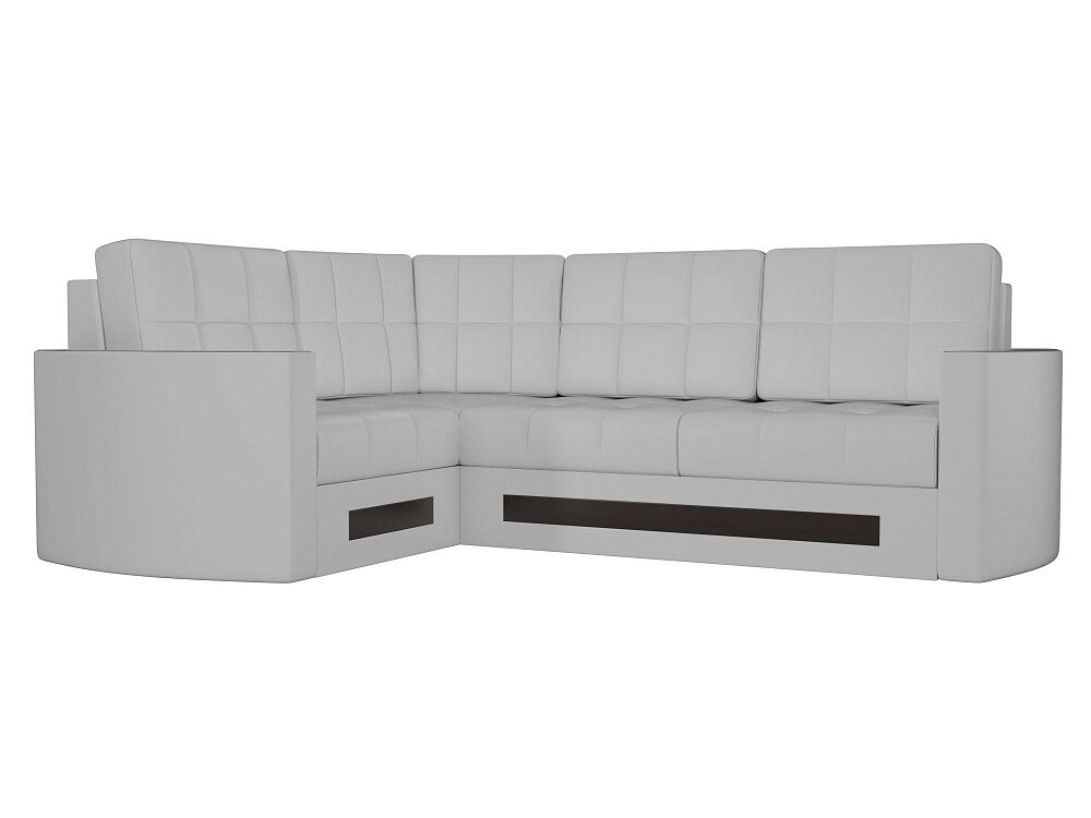 Угловой диван Белла Белый Экокожа Левый, дельфин, 240х183х90 см, с ящиком для белья