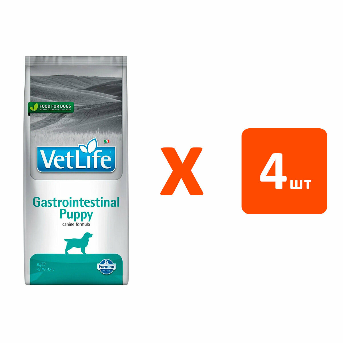 FARMINA VET LIFE CANIN GASTROINTESTINAL PUPPY для щенков при заболеваниях желудочно-кишечного тракта (2 кг х 4 шт)