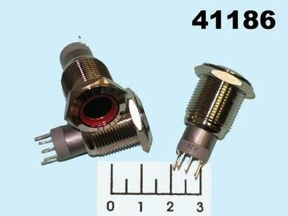 Кнопка LAS1-AGQ-11ZE/R/N с фиксацией антивандальная красная металл 12V (19мм) (круг) 5 контактов