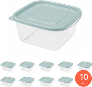 Контейнер для хранения продуктов Phibo / Хибо Арт-Декор пластиковый с крышкой прозрачный объем 1л / емкость герметичная (комплект из 10 шт)