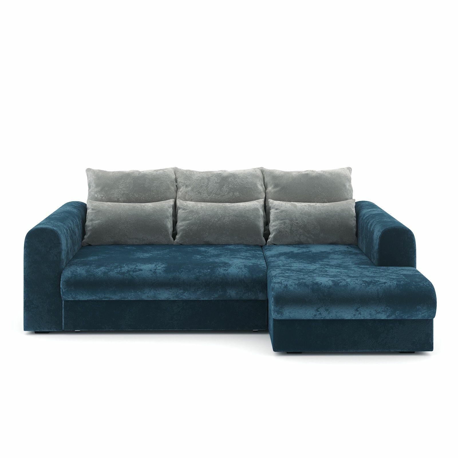 Угловой диван Мэддиссон в синем велюре, механизм еврокнижка, спальное место 160х200