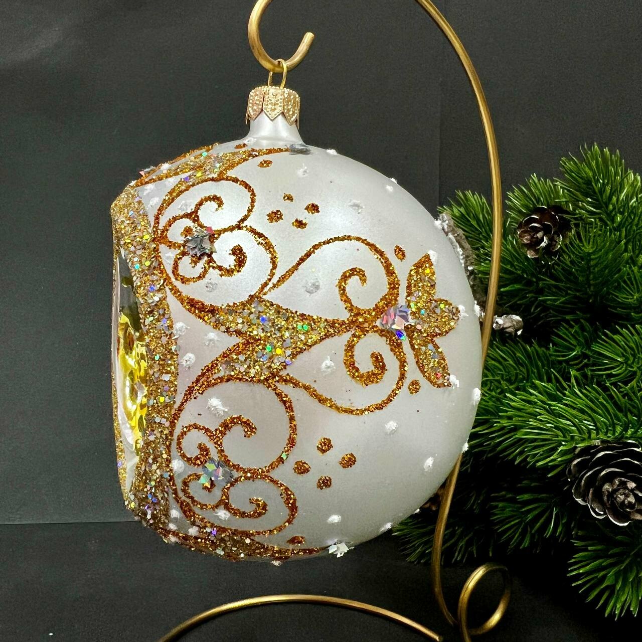 Елочный шар Топаз 11см стекло клинская игрушка 1вид из 3х