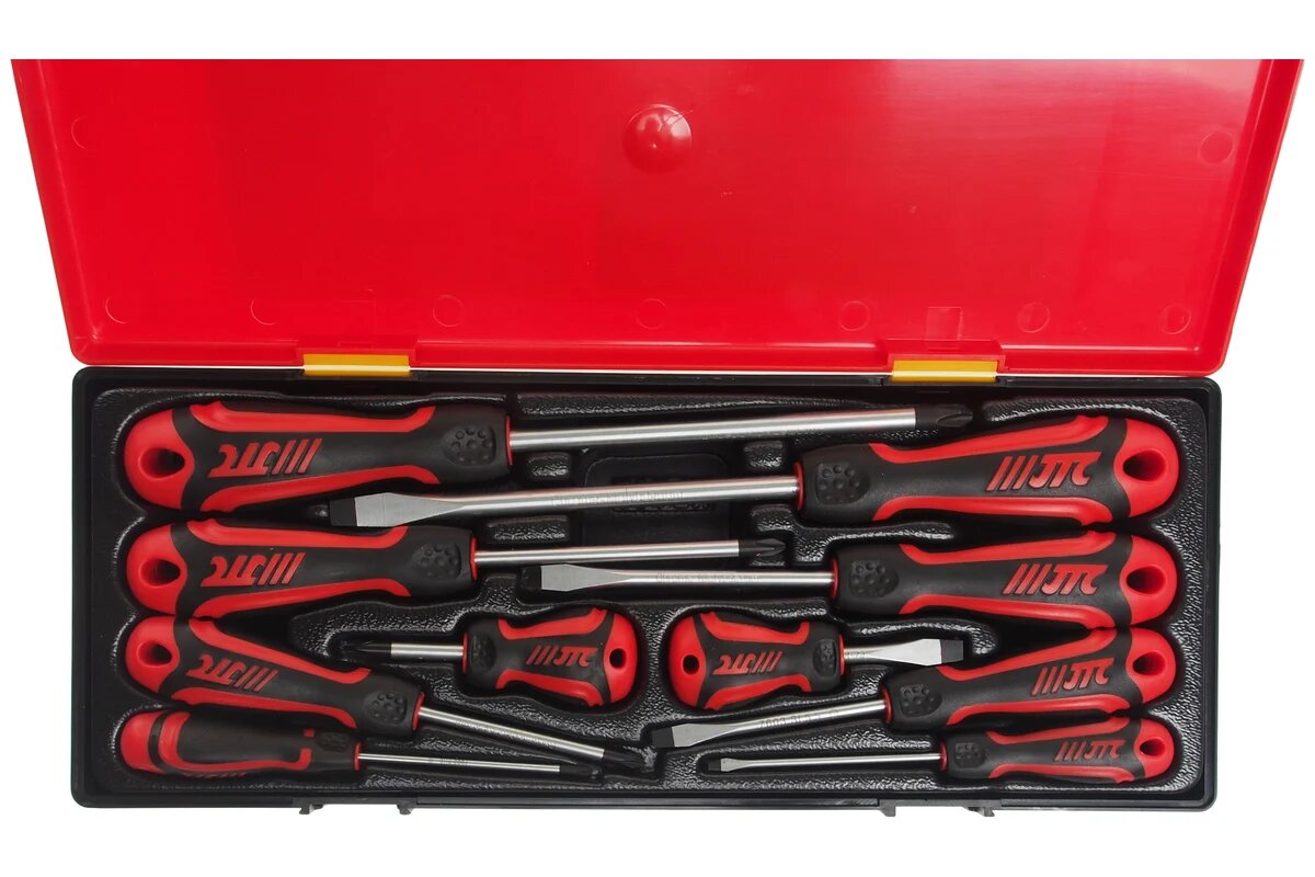 Отвертка JTC Набор отверток усиленных в кейсе, 10 шт, JTC-K7102