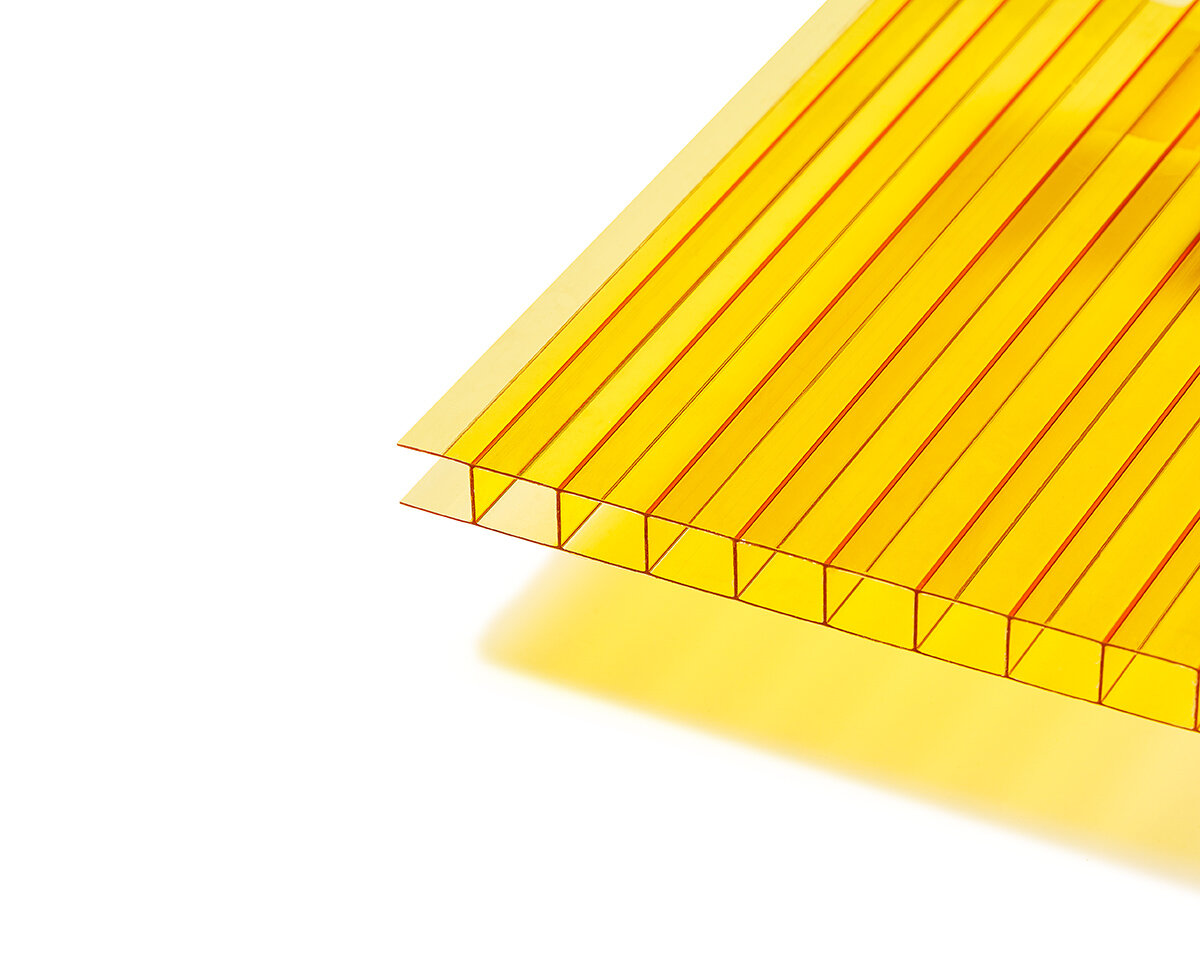 Сотовый поликарбонат Polygal Колибри 8 мм желтый 70% 2100*12000 мм