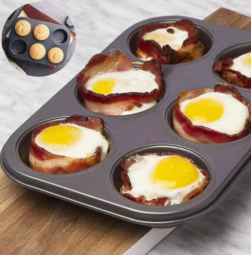 Форма для выпечки кексов и капкейков 26x19x3.5, силиконовые формочки 6шт