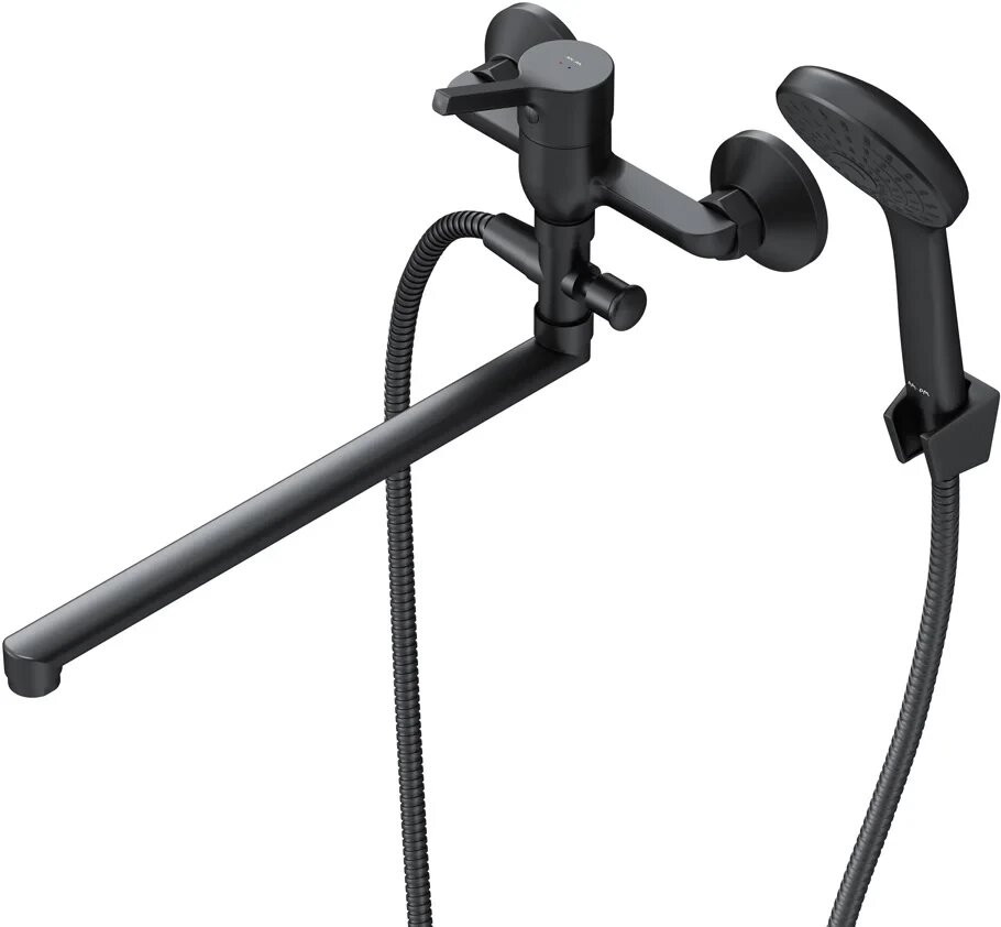 Смеситель для ванны Am.Pm X-Joy S F85B90122 универсальный, с душевым гарнитуром, черный матовый
