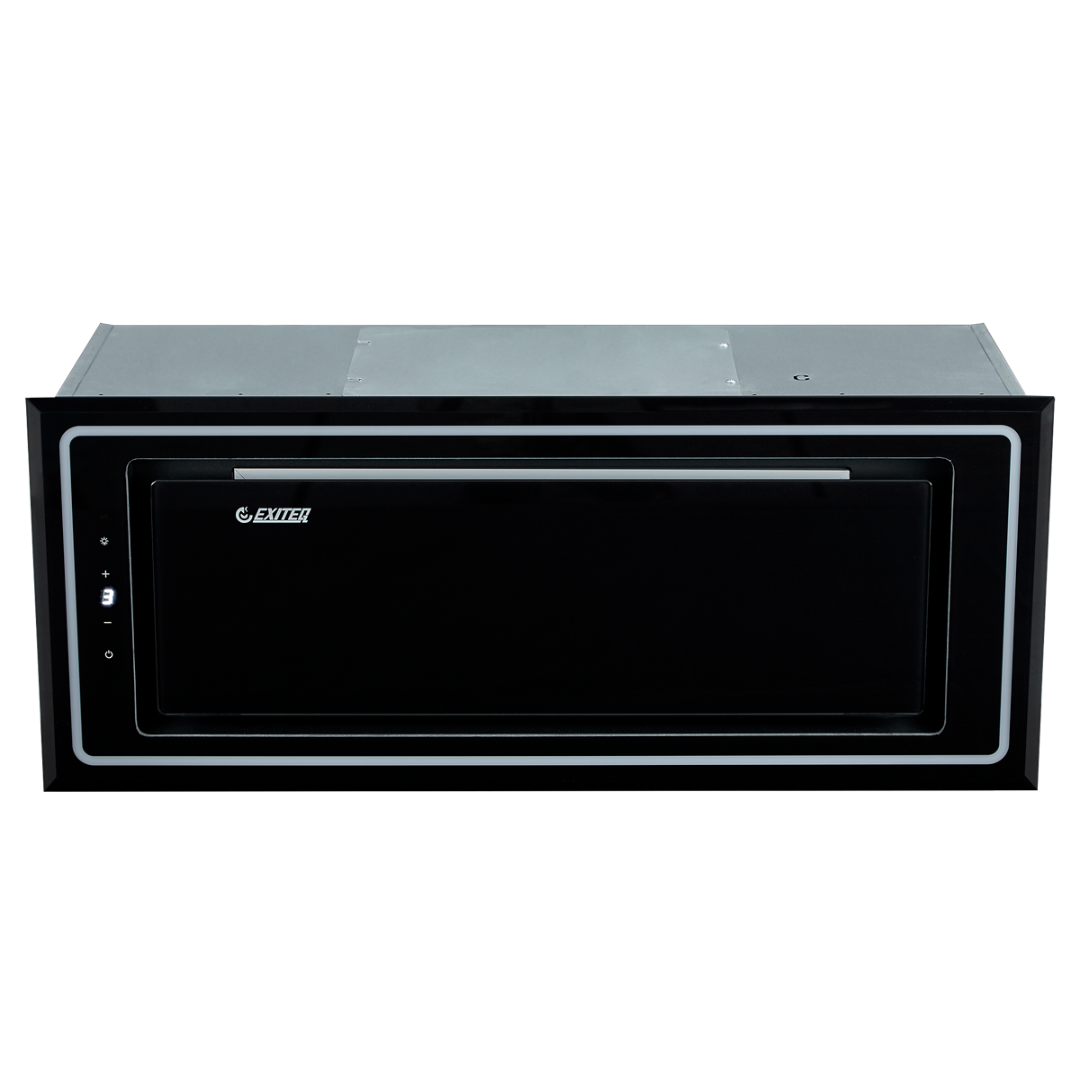 Вытяжка встраиваемая Exiteq EX-1289 black, сенсорная, 3 скорости, таймер, пульт ДУ, 1000 м3/ч, чёрная