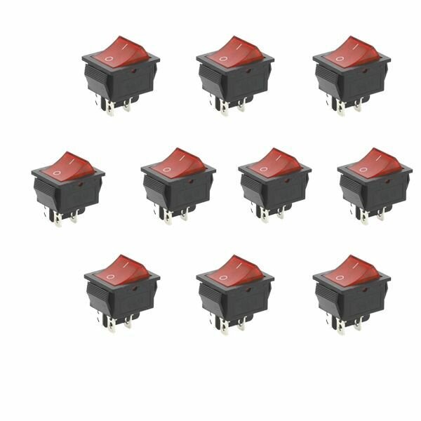 Выключатель KCD4-202 красный 16А, 2 положения, 2 группы контактов (10 шт)