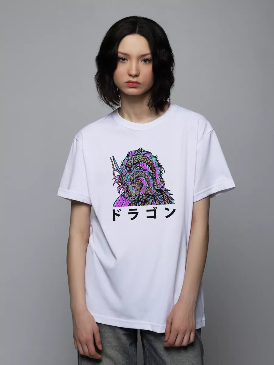 Футболка с принтом японский дракон