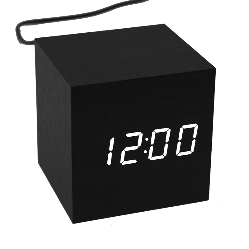 Часы настольные электронные VST-869-6 в деревянном корпусе белые цифры