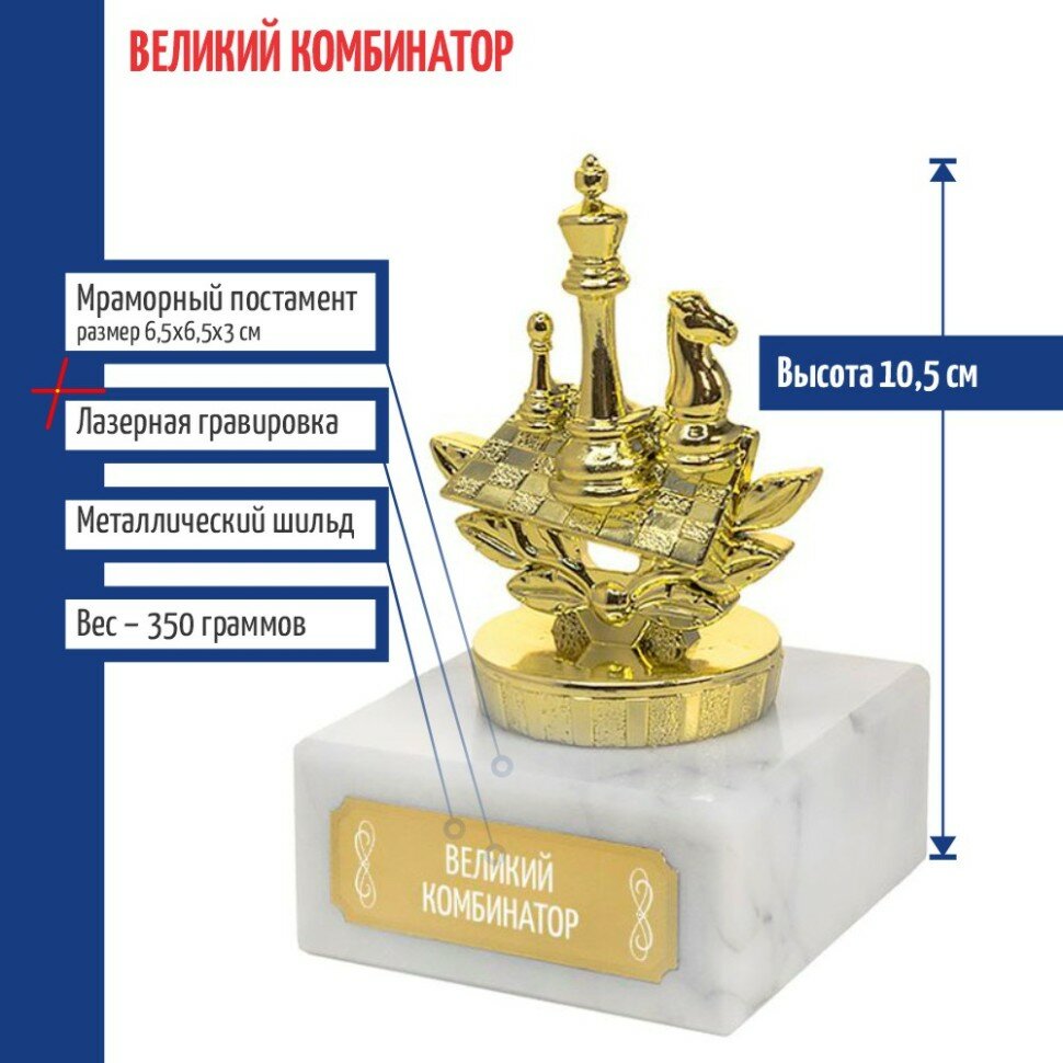Статуэтка Шахматы "Великий комбинатор" на мраморном постаменте (10,5 см)
