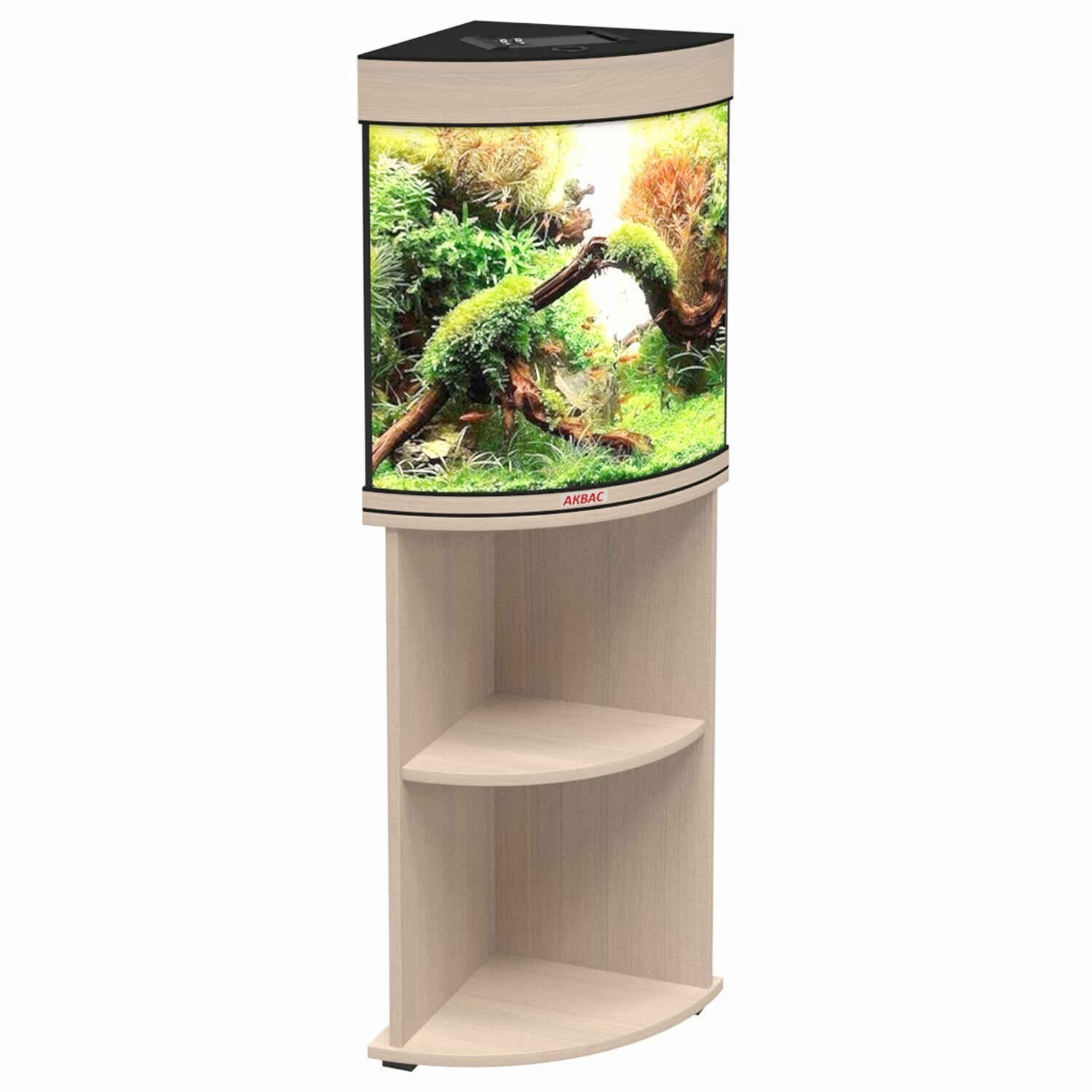 Аквариум для рыбок угловой 40 литров с освещением и тумбой, (34*34*54 см) Аквас