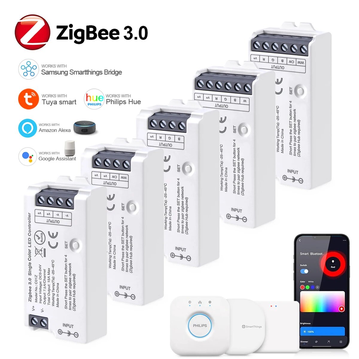 Zigbee 3.0 Двухцветный LED контроллер CCT Controller — фото 1