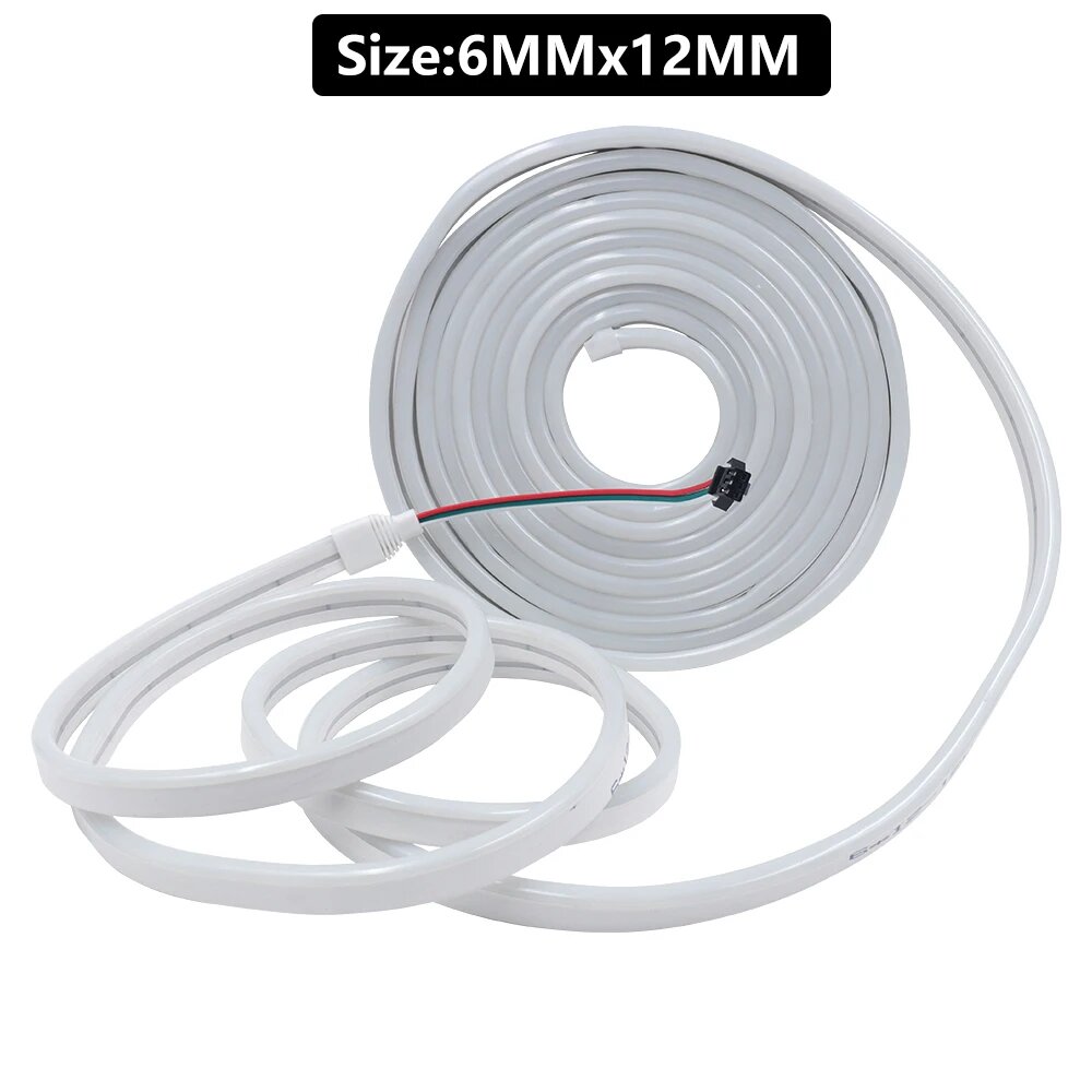 XUNATA Гибкая светодиодная лента Dreamcolor RGB 12В/24В 6x12mm Neon Strip, 5м, DC 12V