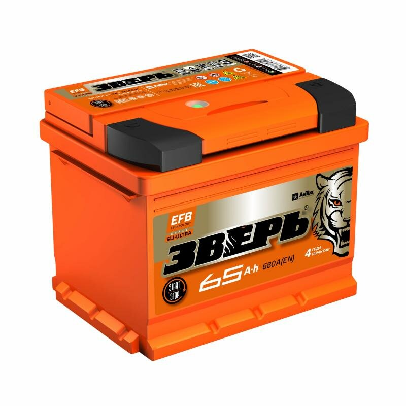 Аккумулятор автомобильный зверь 65-3-R EFB 65 А/ч 680А ZVEFB65-3-R