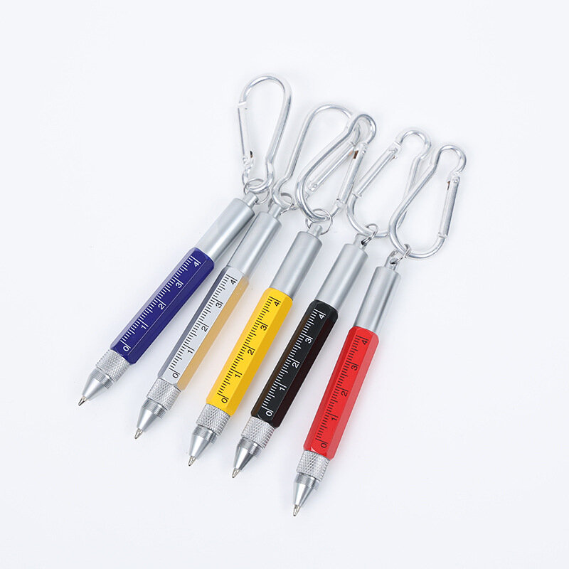 Ручка шариковая, многофункциональная, с карабином, синяя