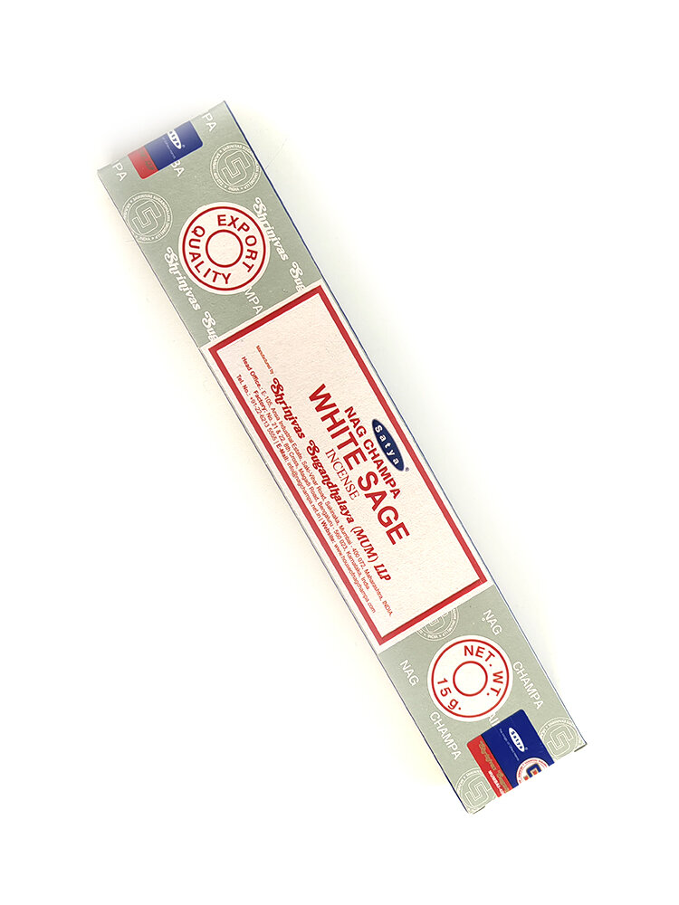 Nag Champa WHITE SAGE Incense, Satya (Благовония НАГ чампа белый шалфей, Сатья), 15 г.